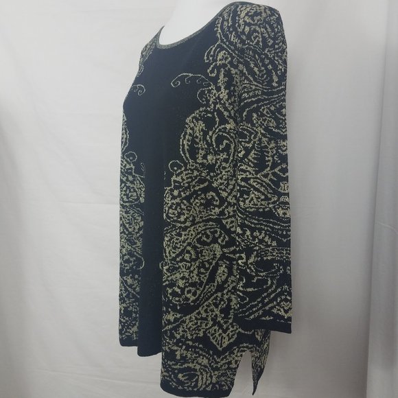 Ruby Rd. | Sweaters | Ruby Rd Black Gold Metallic Sweater | Poshmark